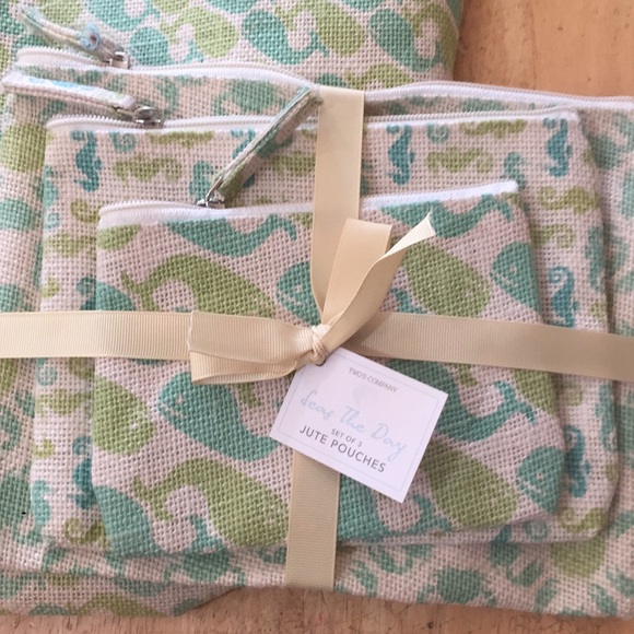Two's Company | Bags | Twos Company Small Canvas Tote And 3 Pouches ...